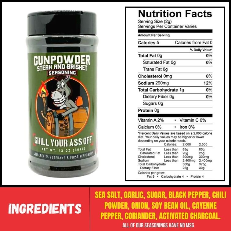 Gunpowder Steak & Brisket Seasoning – Grill Your Ass Off